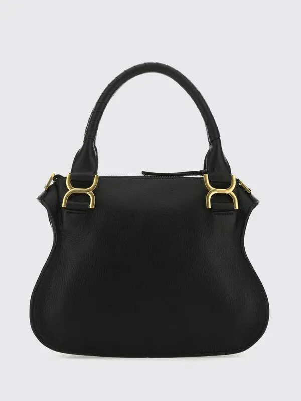 Chloé Marcie Small Grained Calfskin Handbag With Woven Handles - Black