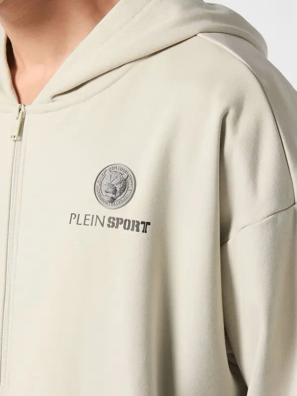 PLEIN SPORT Cotton Blend Zip-up Hoodie - Grey