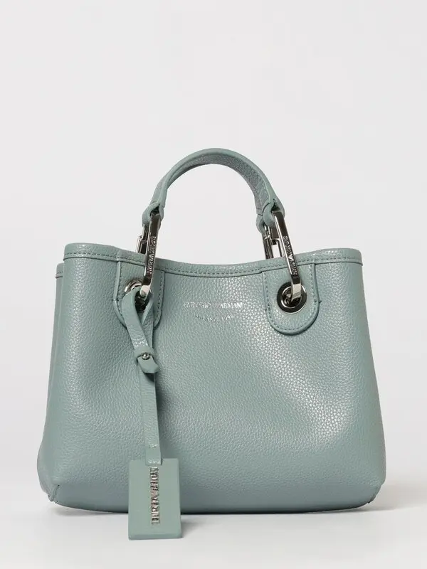 Emporio Armani Textured Leather Handbag With Logo Tag