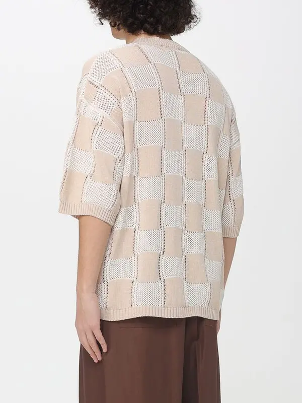 LANEUS Crew Neck Sweater With Check Pattern
