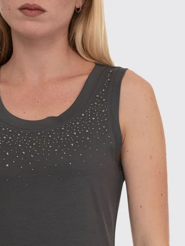 EA7 Sleeveless Rhinestone Embellished Top