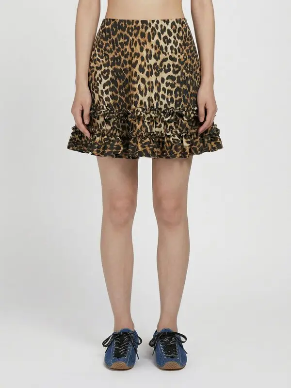 GANNI Animal Print Recycled Polyamide Mini Skirt
