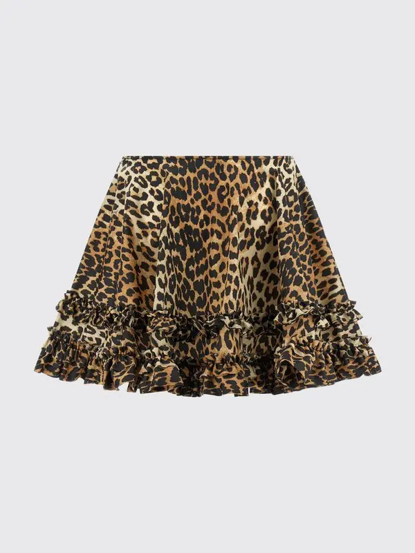 GANNI Animal Print Recycled Polyamide Mini Skirt