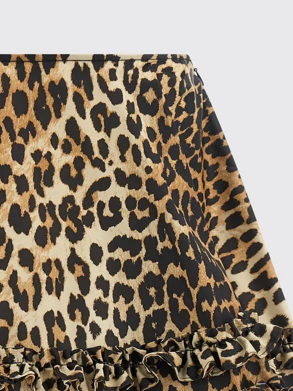 GANNI Animal Print Recycled Polyamide Mini Skirt