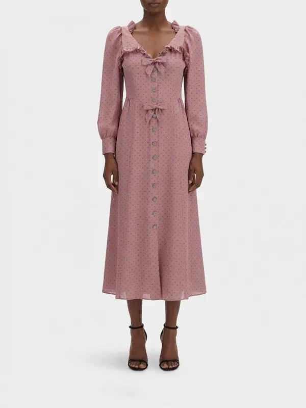 Alessandra Rich Polka Dot Silk Chemisier Dress - Violet