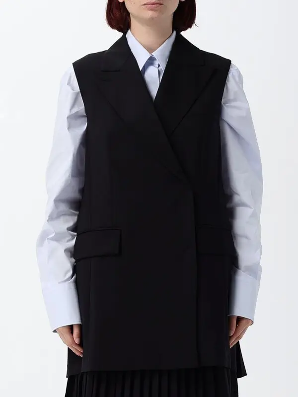 Sportmax Double-breasted Tailored Virgin Wool Gilet