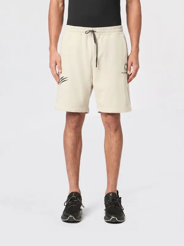 PLEIN SPORT Technical Stretch Fabric Jogging Shorts - Grey