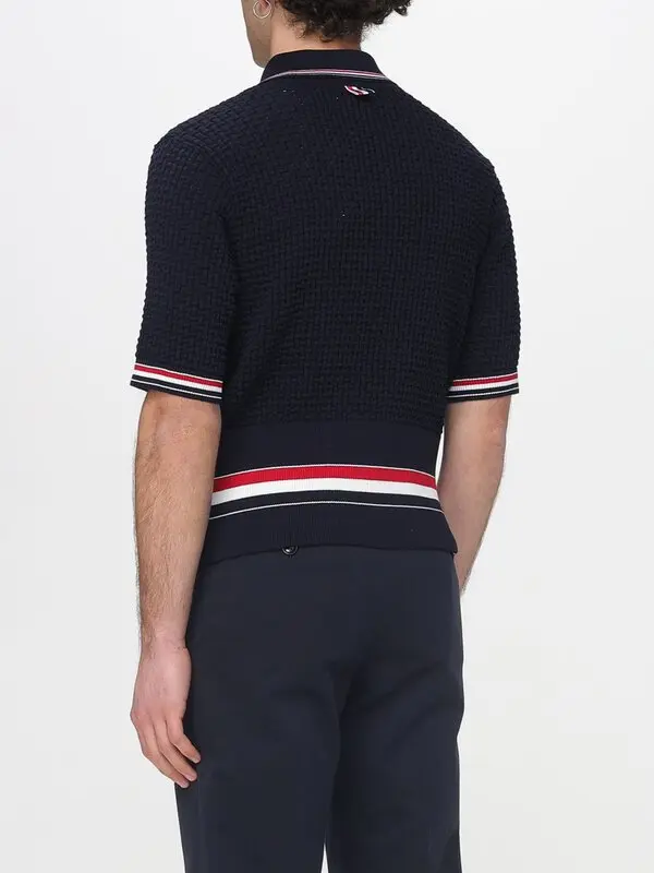 Thom Browne Cotton Knit Polo Shirt - Navy