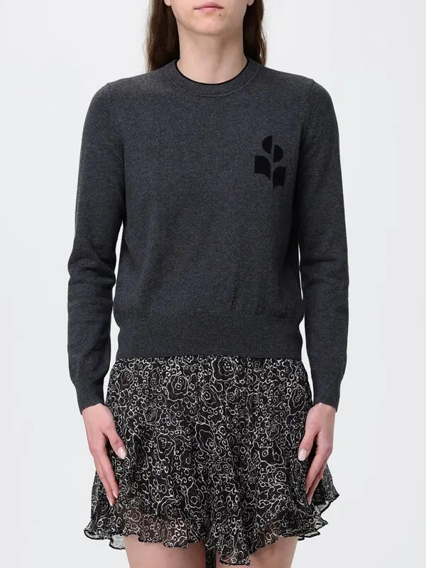 Isabel Marant Étoile Crewneck Pullover In Cotton And Wool Blend - Charcoal