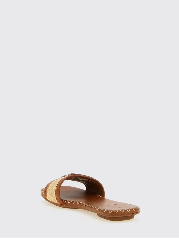 Hogan H685 Raffia And Leather Slippers