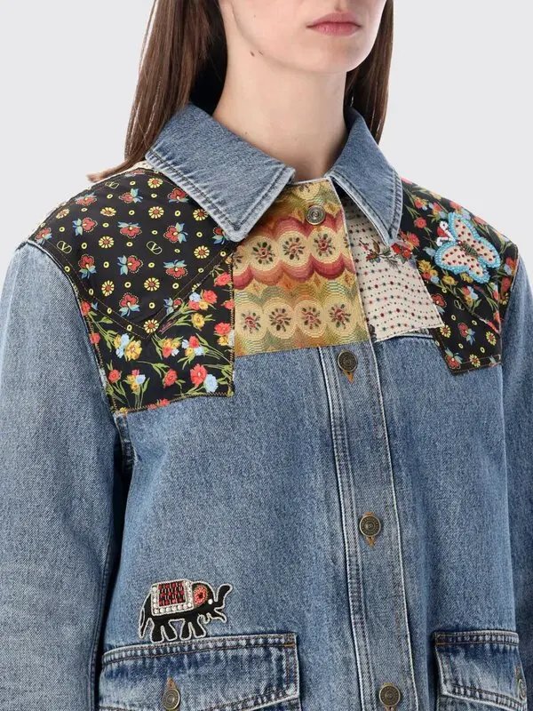 Valentino Garavani Denim Jacket With Patchwork Inserts