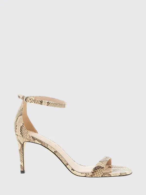 STUART WEITZMAN Python Print Leather Sandal - Beige