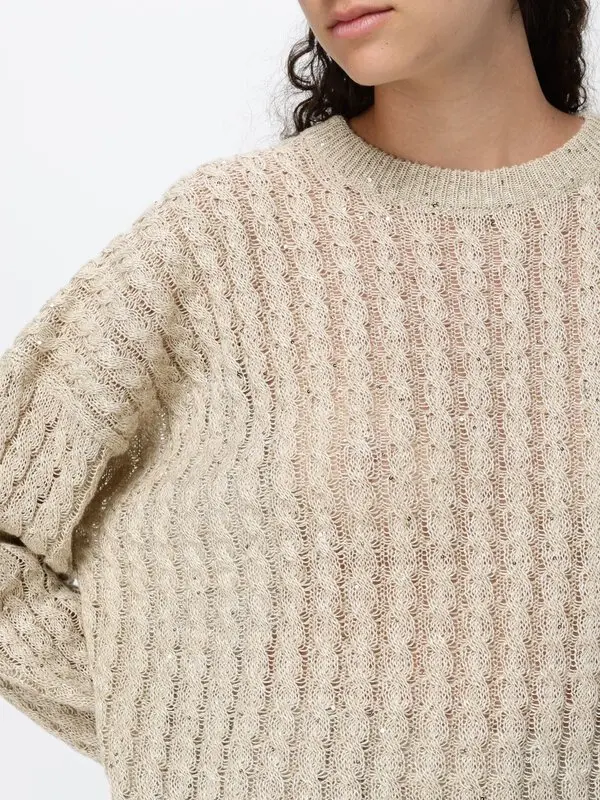 Brunello Cucinelli Open-knit Linen Crew-neck Sweater