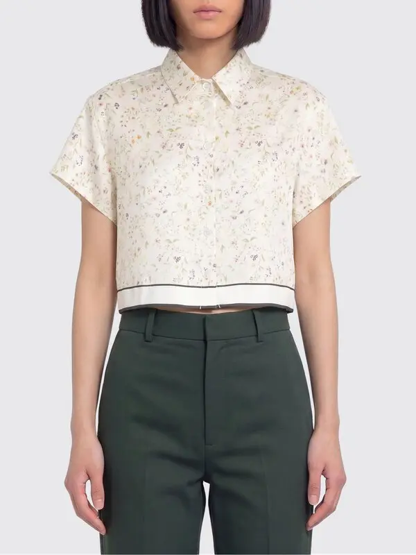 TELA Satin Shirt With Floral Print - Black