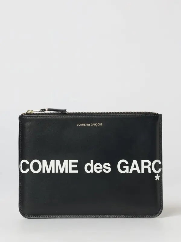 Comme Des Garçons Leather Pouch With Printed Logo