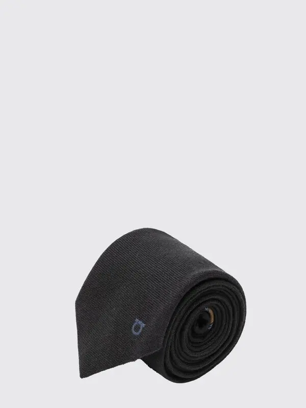 FERRAGAMO Classic Silk And Cashmere Tie With Jacquard Monogram Pattern