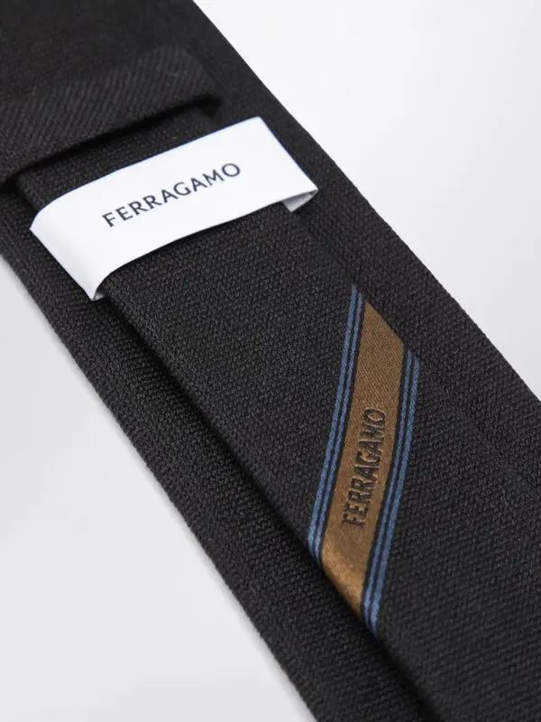 FERRAGAMO Classic Silk And Cashmere Tie With Jacquard Monogram Pattern