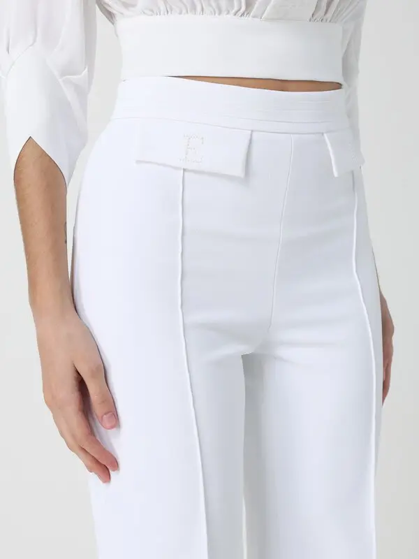 Elisabetta Franchi Crêpe Straight Trousers - Ivory