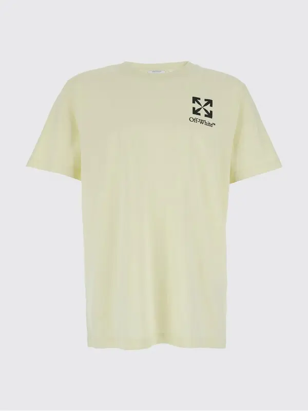 Off-White Cotton T-shirt With Arrow Logo - Yellow