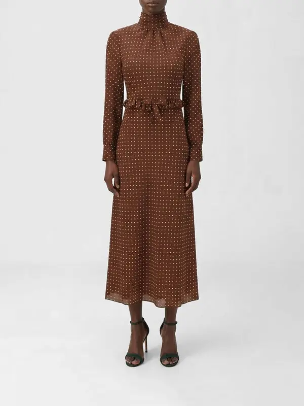 Alessandra Rich Polka Dot Silk Midi Dress
