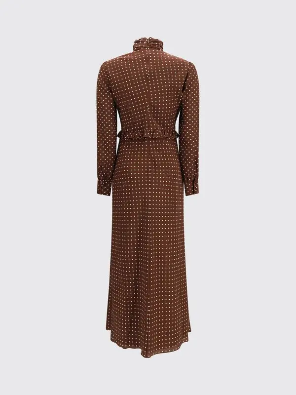 Alessandra Rich Polka Dot Silk Midi Dress