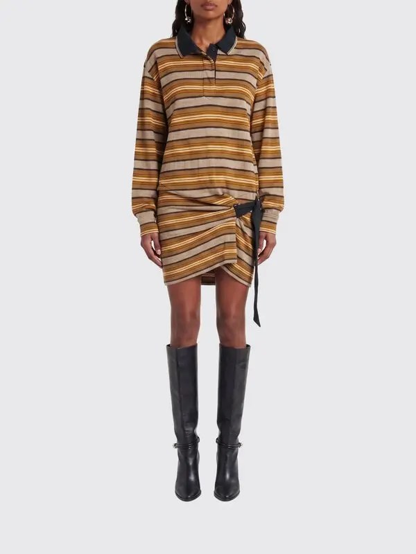 Isabel Marant Étoile Striped Cotton Polo Mini Dress - Beige