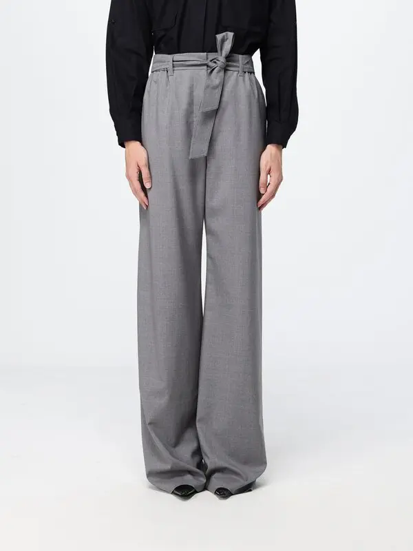 Max Mara Virgin Wool Palazzo Trousers - Grey