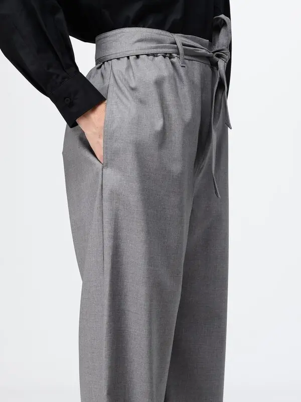 Max Mara Virgin Wool Palazzo Trousers - Grey