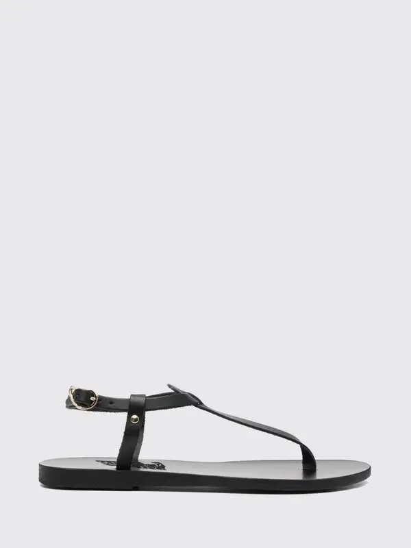 ANCIENT GREEK SANDALS Lito Leather Thong Sandals With Low Heel - Black