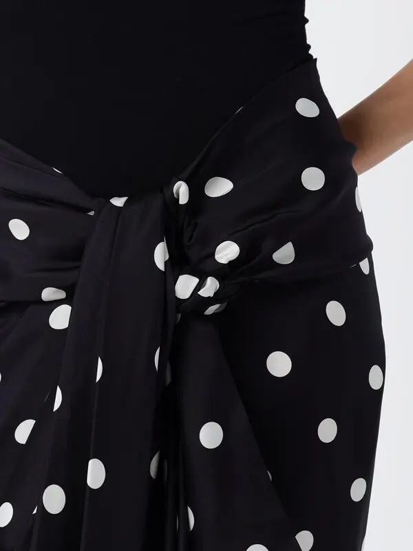 Sportmax Polka-dot Silk Midi Wrap Skirt