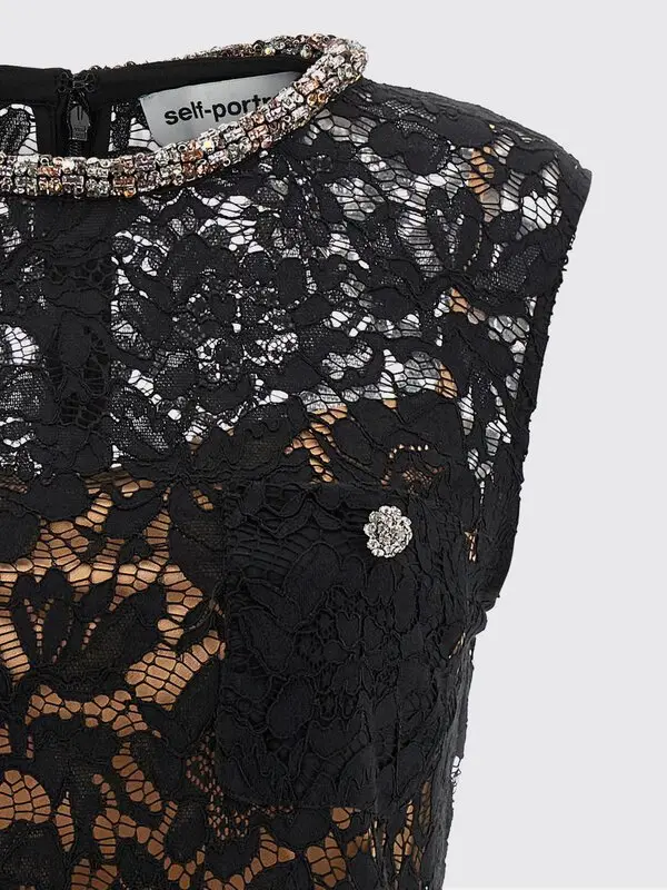 SELF-PORTRAIT Viscose Mini Dress With Rhinestones