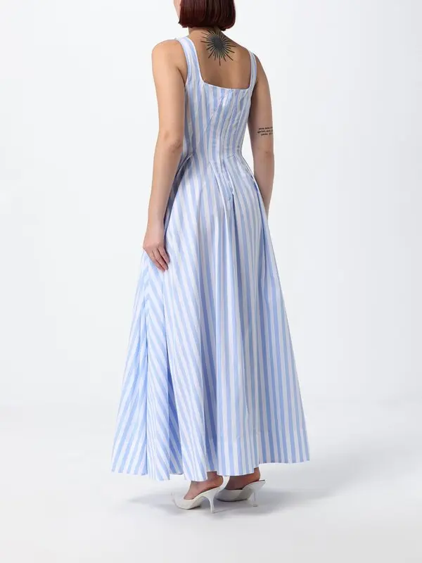 Sportmax Striped Cotton Bustier Maxi Dress - Gnawed Blue