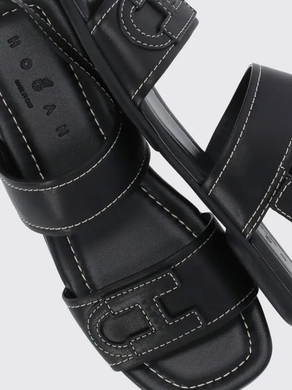 Hogan Leather Slingback Sandals - Black