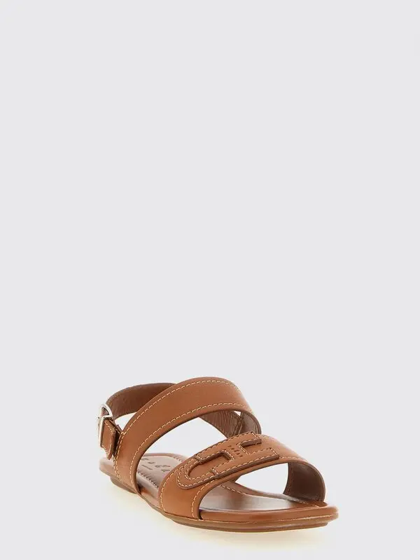 Hogan H685 Leather Slingback Sandals - Brown