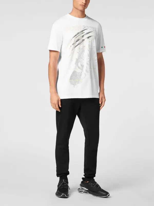 PLEIN SPORT Cotton T-shirt With Rhinestones - White