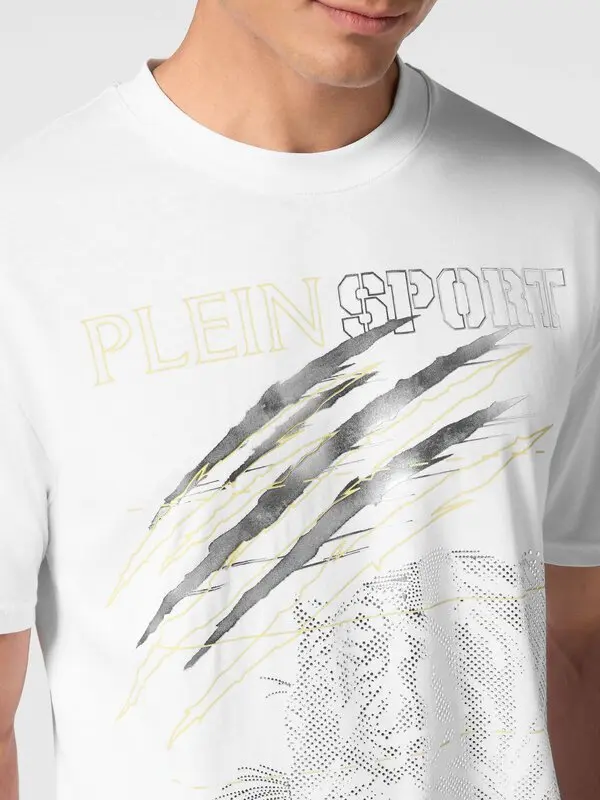 PLEIN SPORT Cotton T-shirt With Rhinestones - White