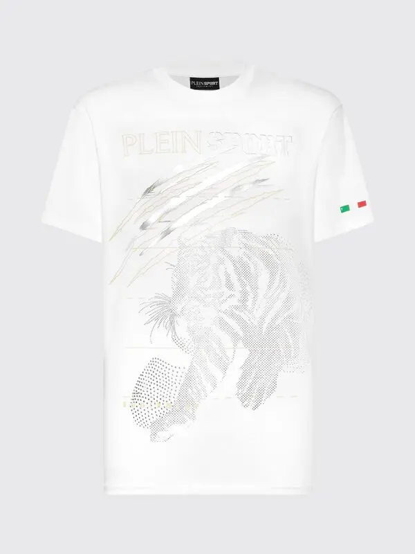 PLEIN SPORT Cotton T-shirt With Rhinestones - White