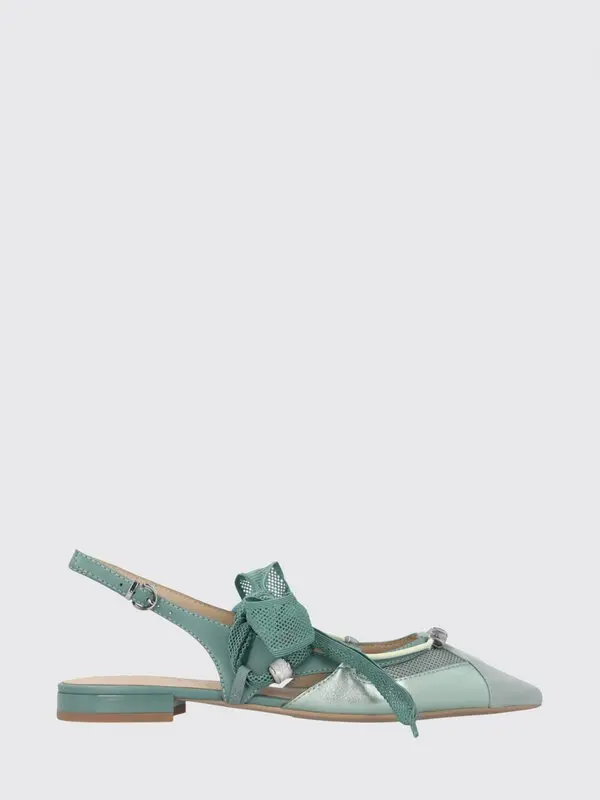 Pinko Ballet Pumps With Lace-up Detail - Sage