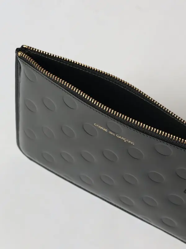 Comme Des Garçons Brushed Leather Pouch With Embossed Polka Dots