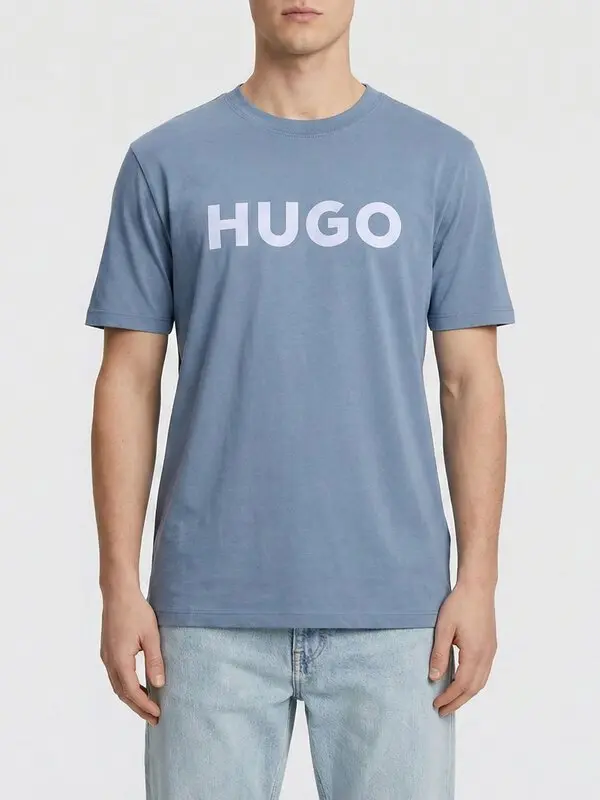 Hugo Cotton T-shirt With Logo - Blue