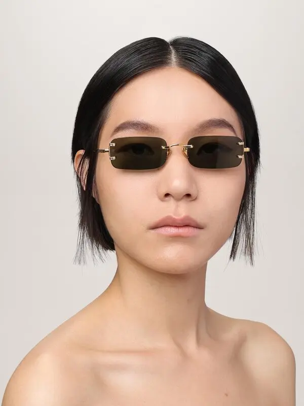 Linda Farrow Rectangular Rimless Sunglasses