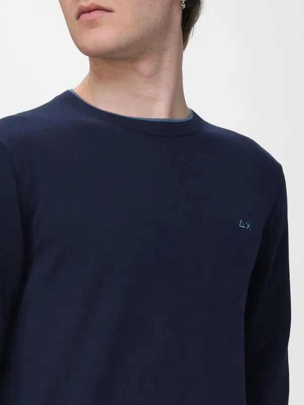 SUN 68 Crew Neck Cotton Pullover - Navy