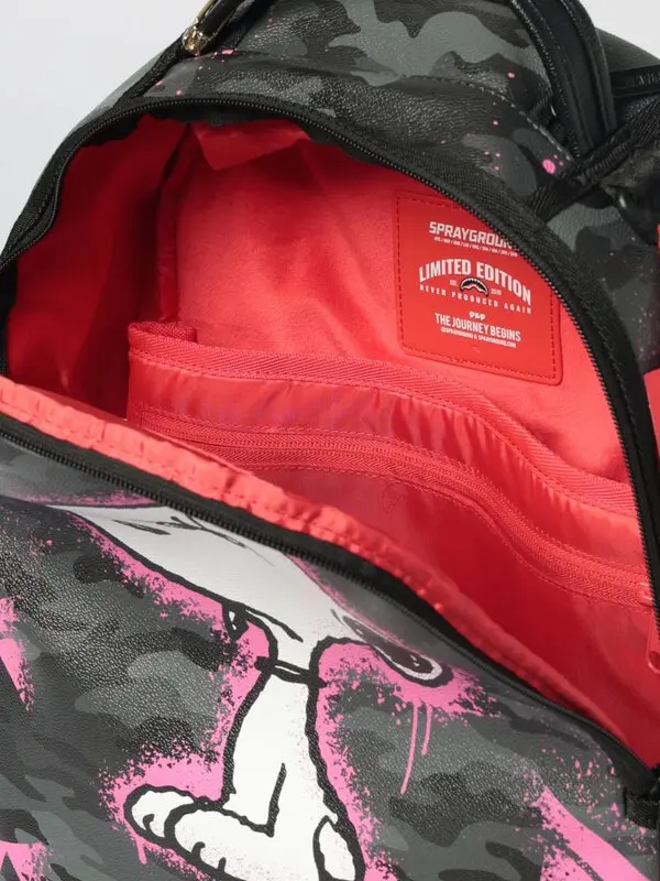 SPRAYGROUND Snoopy Pink Stencil Coated Cotton Backpack - Multicolor