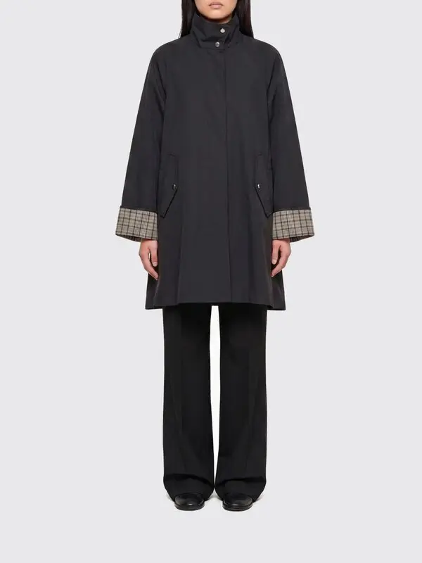 OOF WEAR Single-breasted Knee-length Technical Fabric Trench Coat With Classic Collar - Black