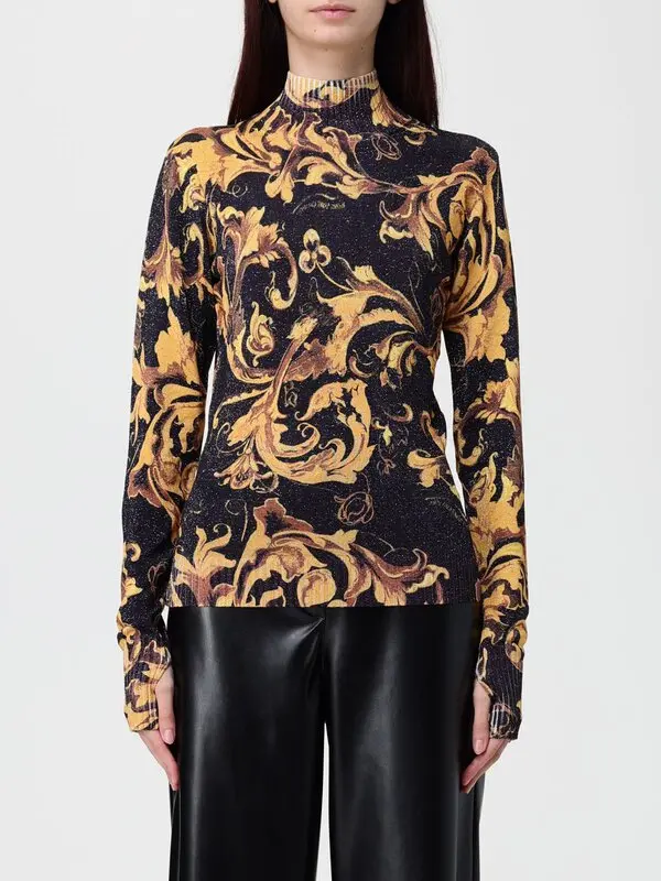 Versace Gold Baroque Print Mock Neck Jumper