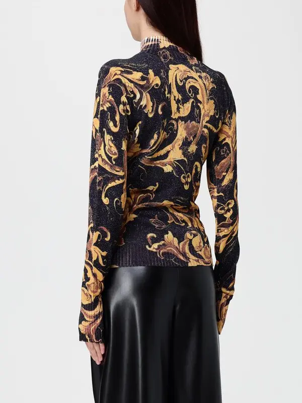 Versace Gold Baroque Print Mock Neck Jumper