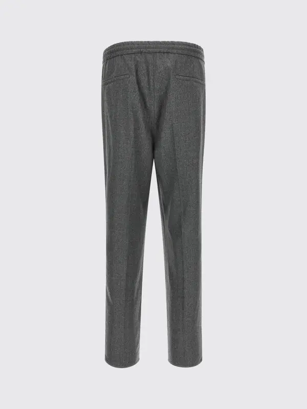 Brunello Cucinelli Straight-leg Wool Drawstring Waist Trousers - Grey 1