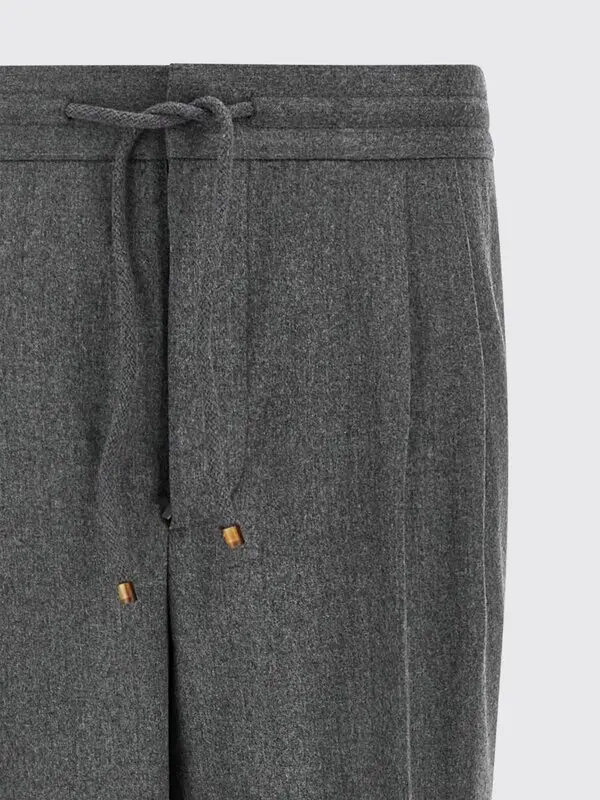 Brunello Cucinelli Straight-leg Wool Drawstring Waist Trousers - Grey 1