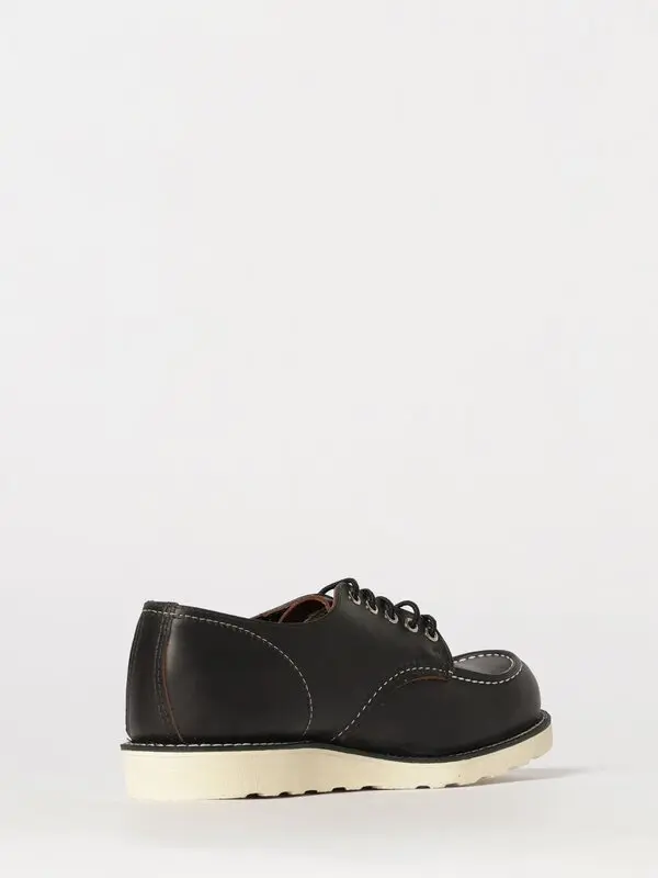 Red Wing Moc Toe Calfskin Leather Derby Shoes With Rubber Sole - Black