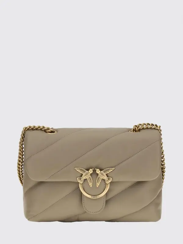 Pinko Quilted Leather Shoulder Bag - Grey